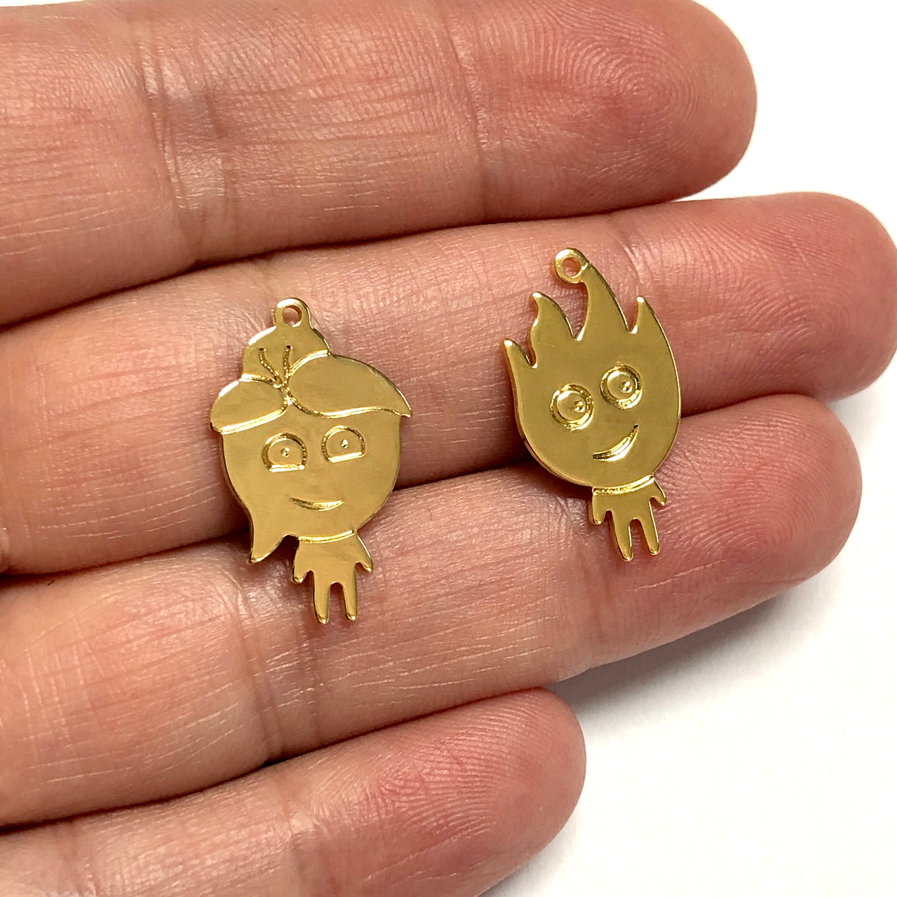 Altın Kaplama Lazer Kesim Kolye Ucu (Ateş Oğlan Su Kız) – PetekBoncuk