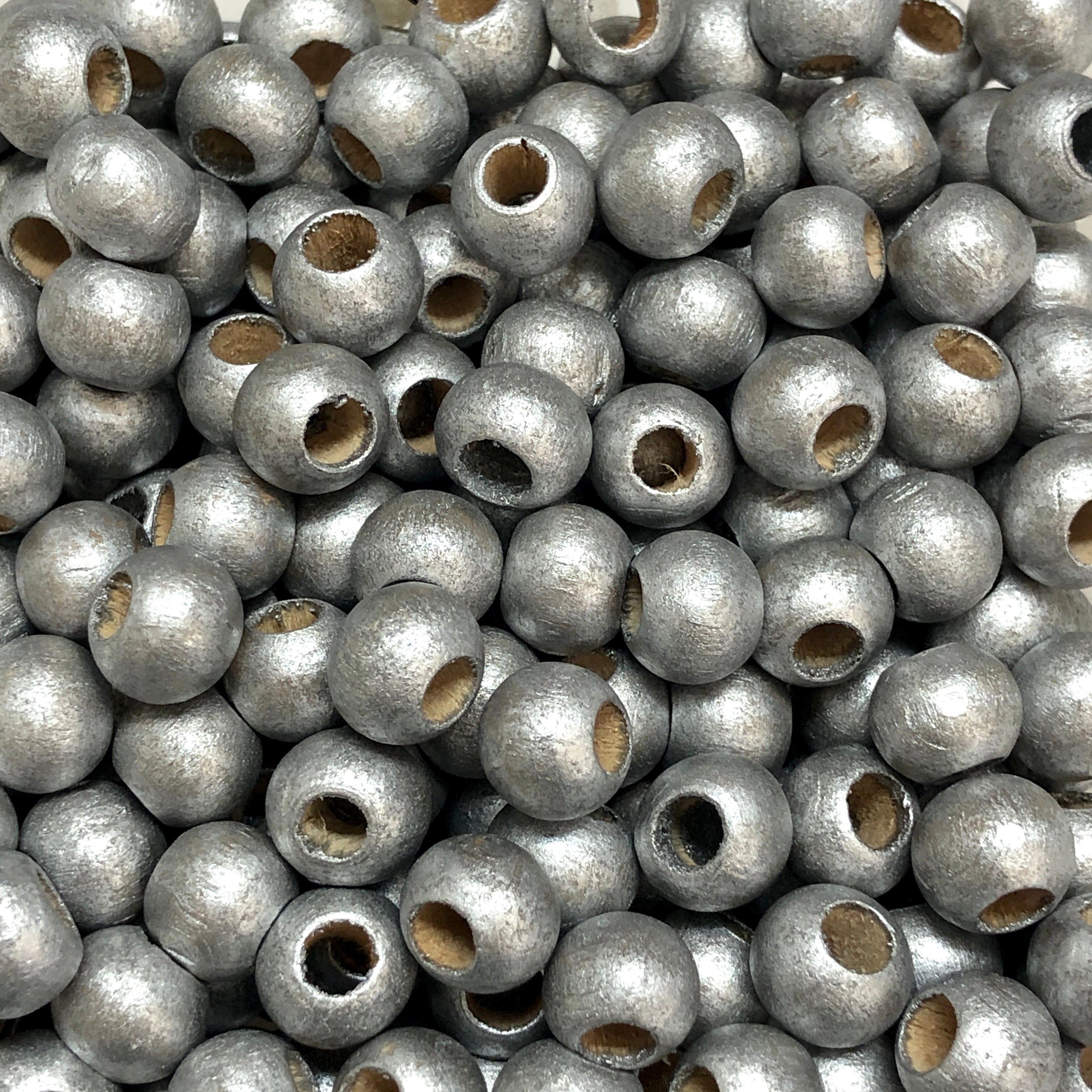 10mm Wide Hole Wooden Beads Silver Color-10 – PetekBoncuk