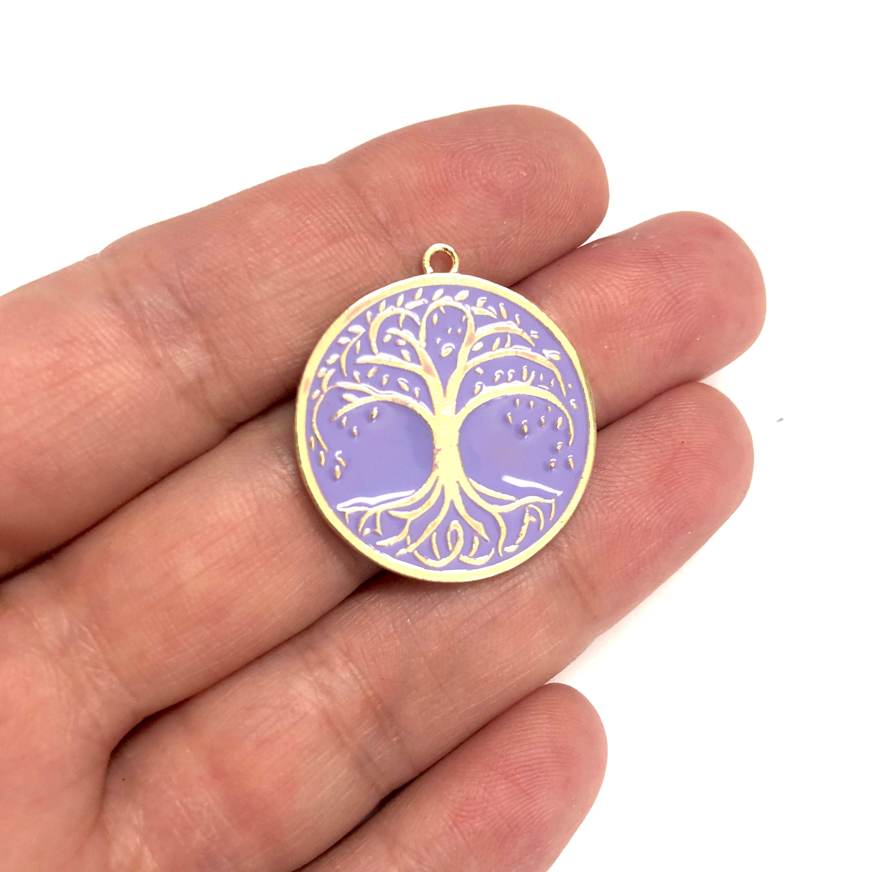 Gold Plated Enamel Tree of Life - Lilac – PetekBoncuk