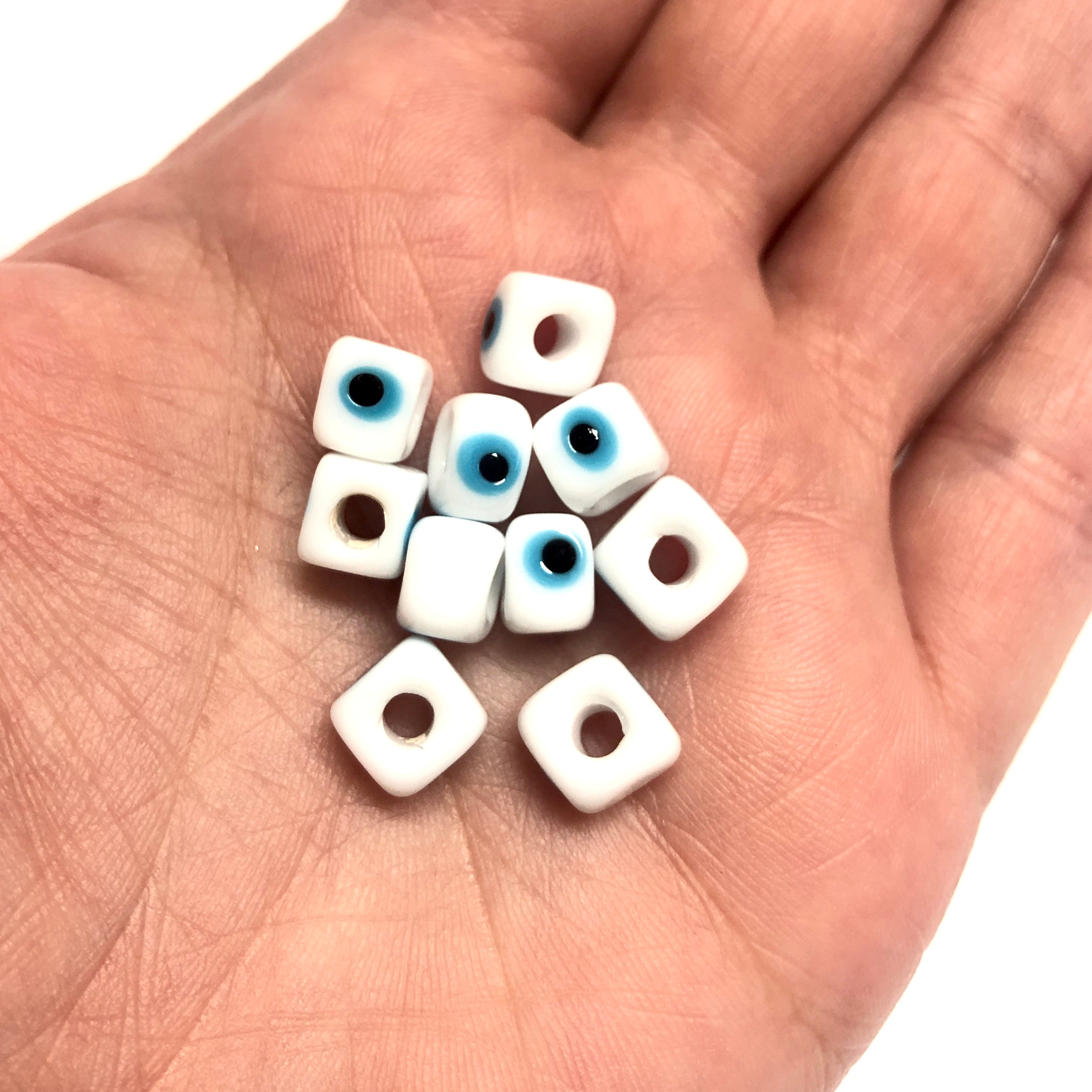 Cube Evil Eye Beads 10mm - Light Blue – PetekBoncuk