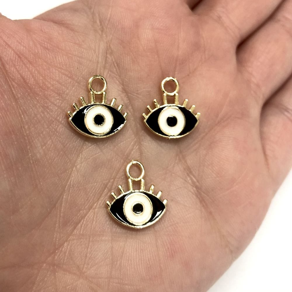 Gold Plated Enamel Evil Eye Shaking Apparatus - Black – PetekBoncuk